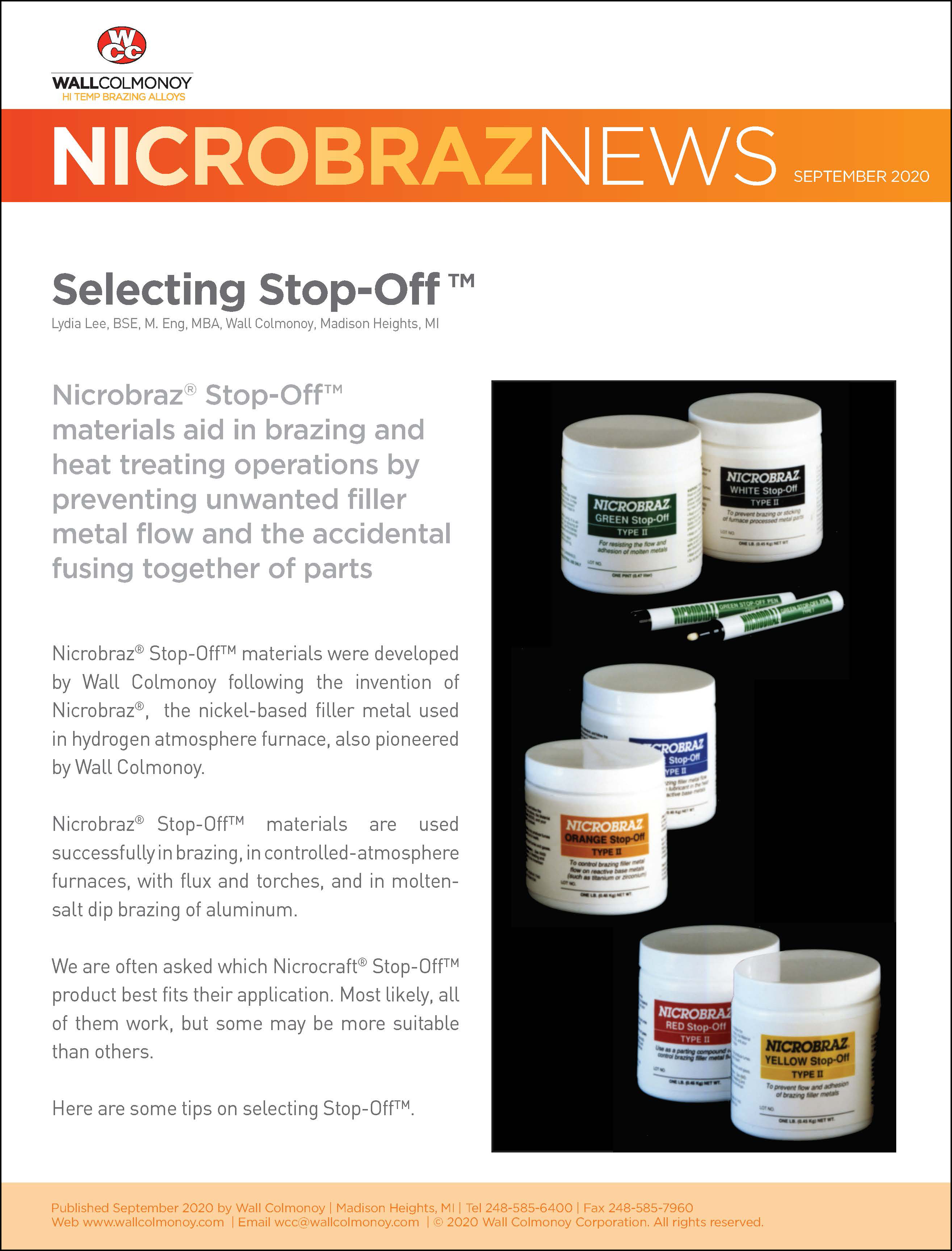 Nicrobraz® News - Selecting Stop-Off